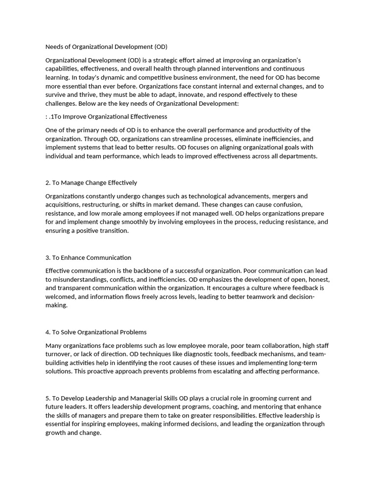 Needs of Organizational Development | PDF | Employee Retention ...