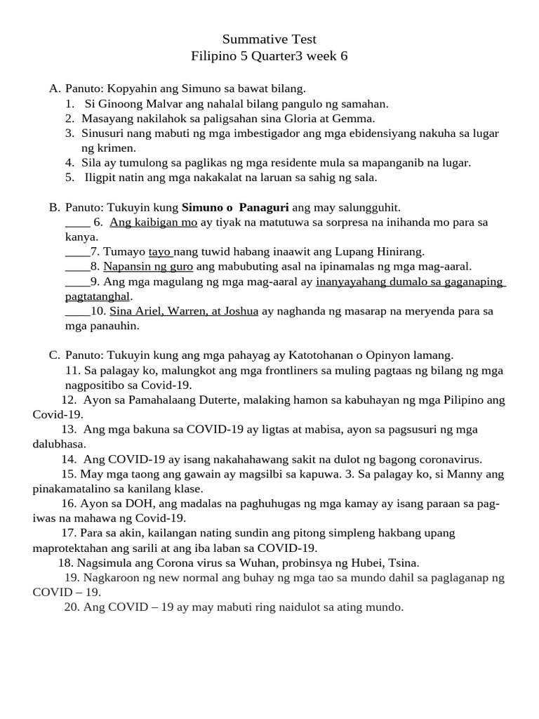Summative Test | PDF