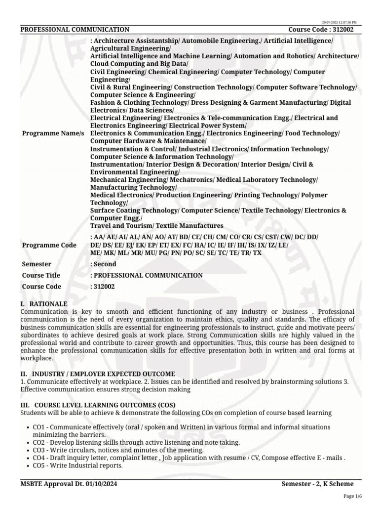 Professional Communication | PDF | Engineering | Second Language Acquisition