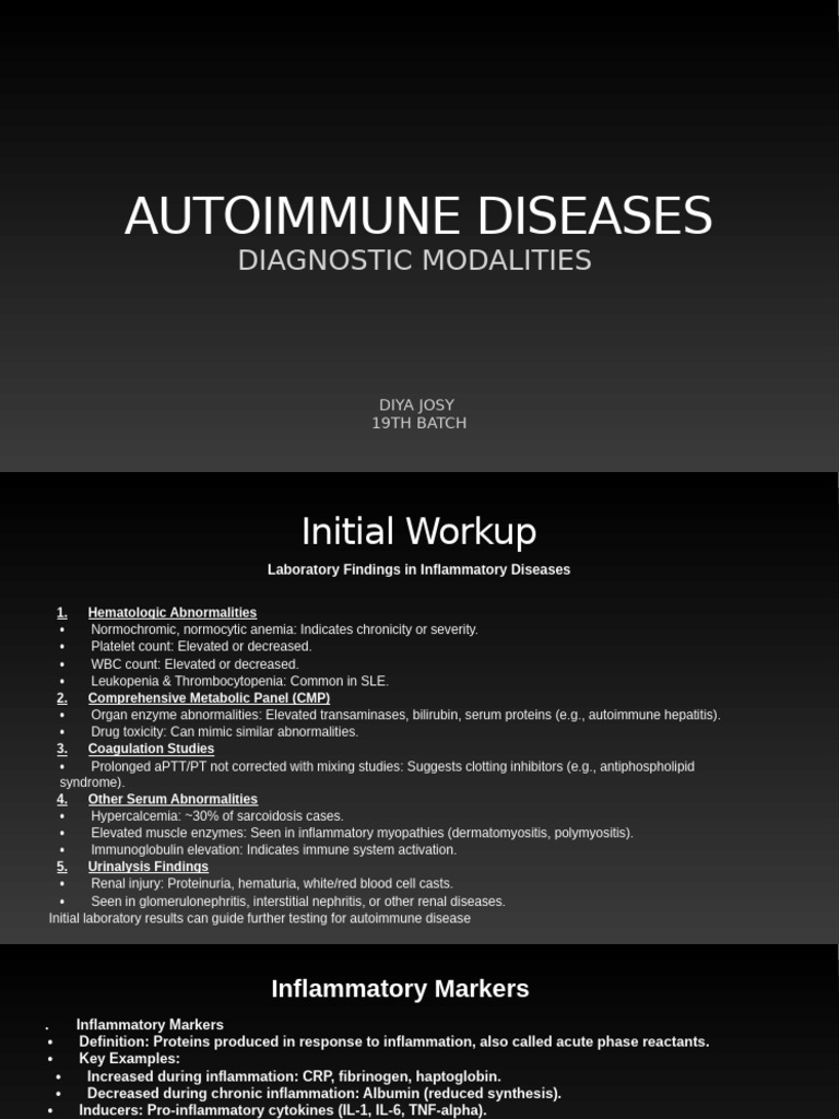 Diagnosis of Autoimmune Diseases | PDF | C Reactive Protein | Immunology