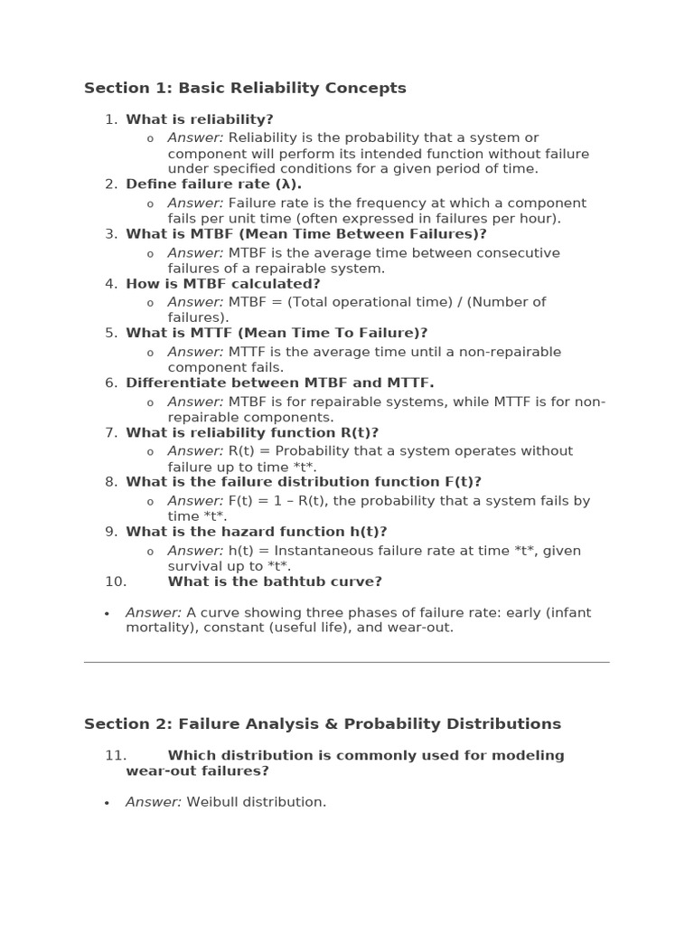 Reliability Exam Questions | PDF | Reliability Engineering | Analysis