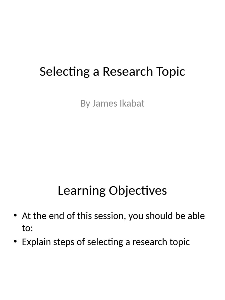 Steps to Choose a Research Topic | PDF