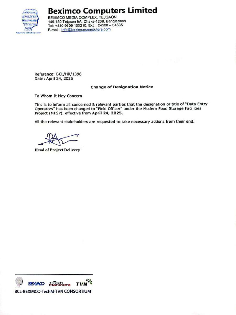 Change of Designation Notice | PDF