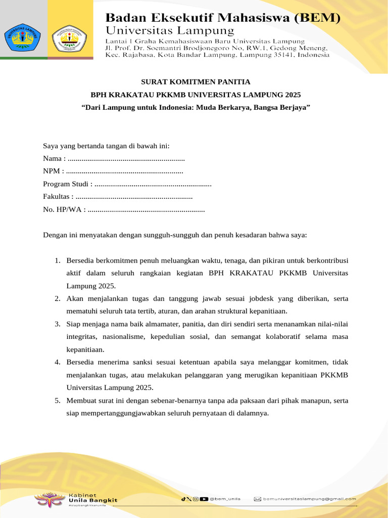 Surat Pernyataan Komitmen | PDF