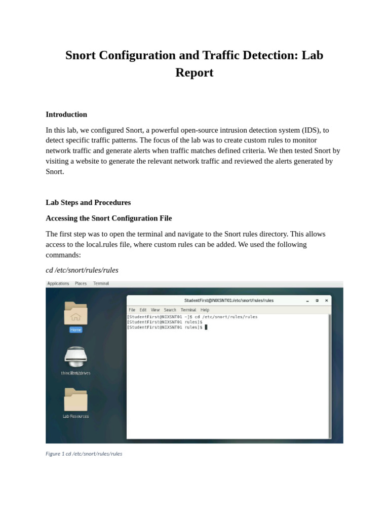 Snort Configuration and Traffic Detection | PDF | Security | Cyberwarfare
