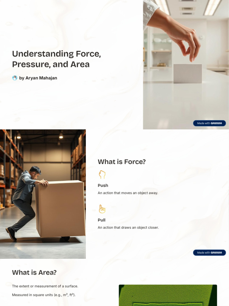 Understanding Force Pressure and Area | PDF