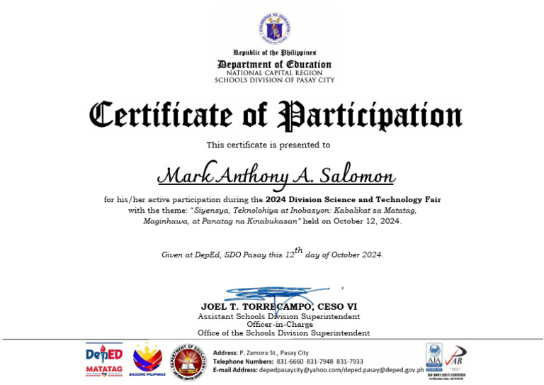 2024 DSTF Salomon, Mark Anthony Alagos | PDF