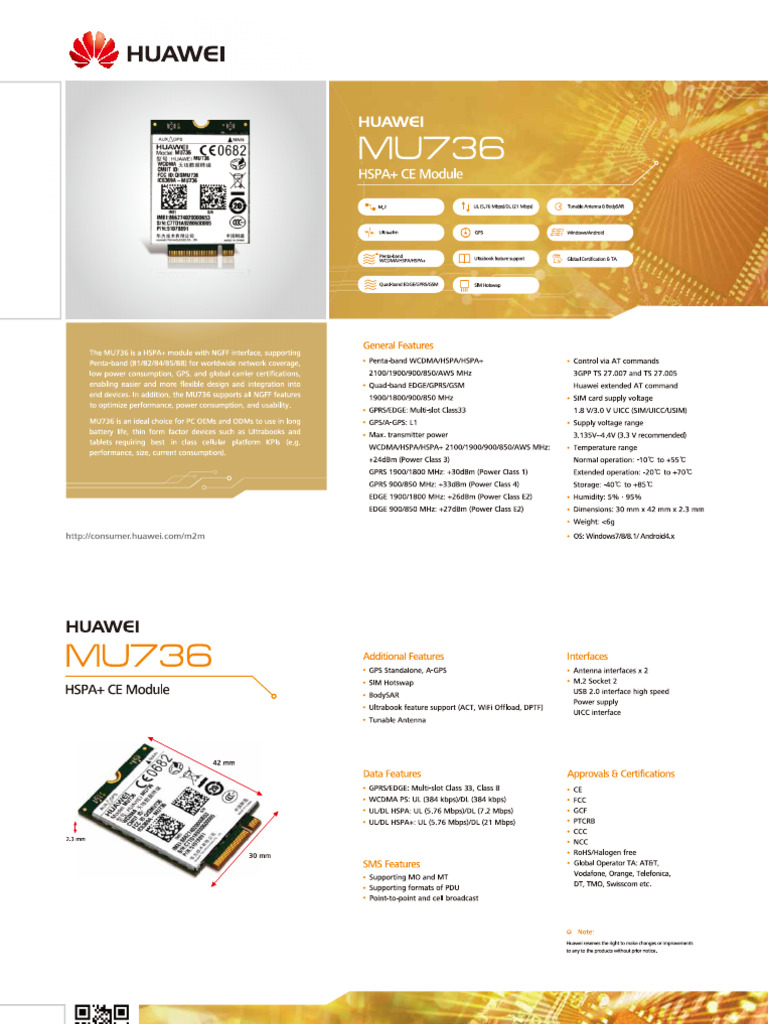 Huawei Mu736 Module Brief Datasheet | PDF