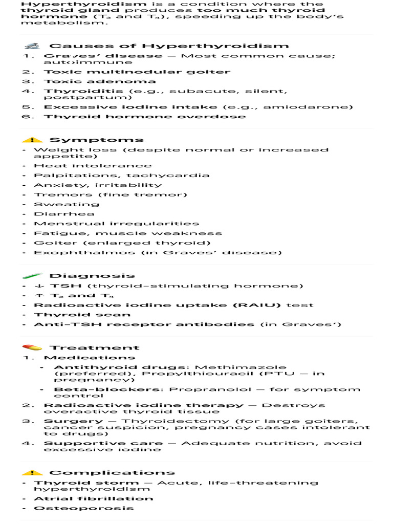 Hyperthyroidism Overview and Treatment | PDF