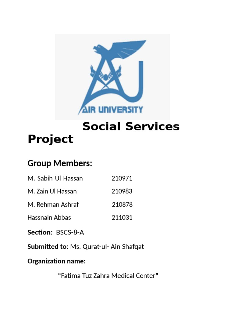 Social Services Project at Fatima Center | PDF | Dermatology | Clinic