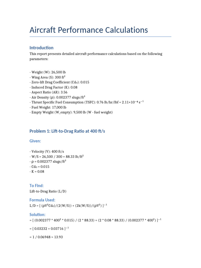 Aircraft Performance Full Documentation | PDF | Aerodynamics | Drag ...