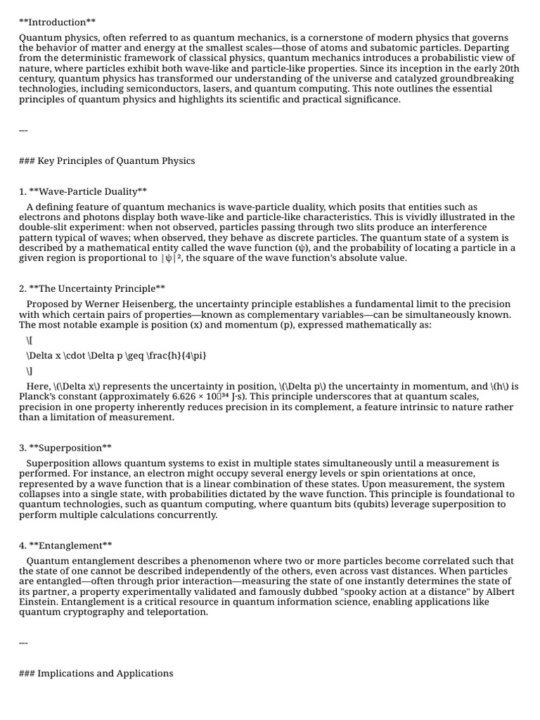 Intro To Quantum Physics | PDF | Quantum Mechanics | Quantum Entanglement