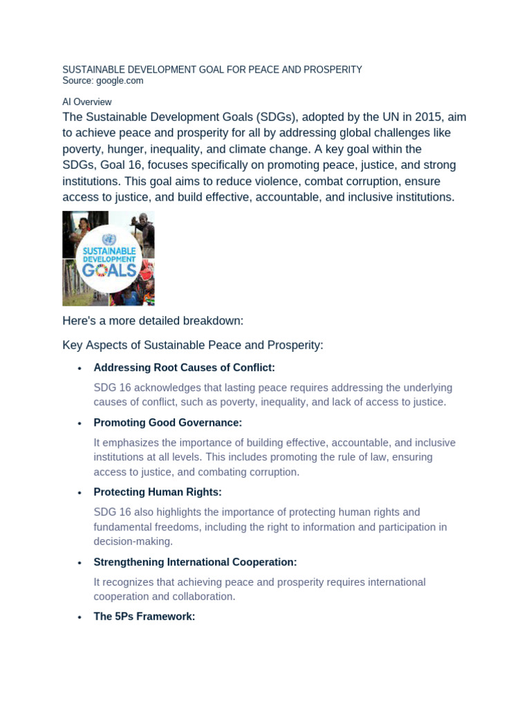 SDG 16: Promoting Peace and Justice | PDF | Sustainability ...