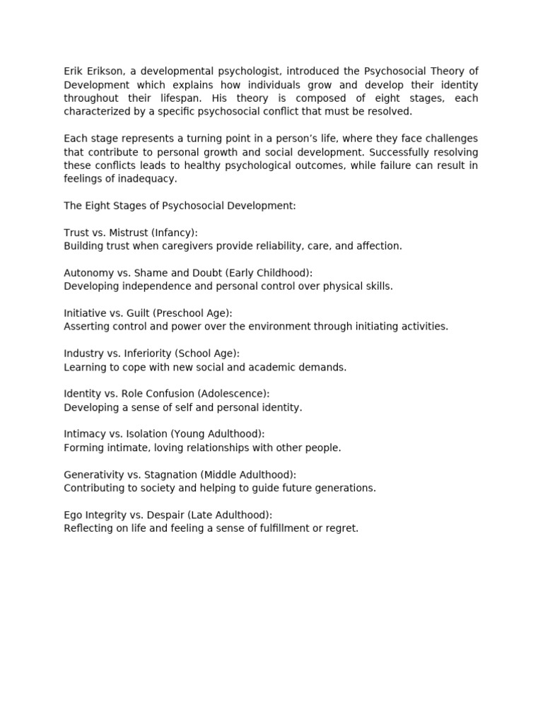 Erik Erikson's | PDF