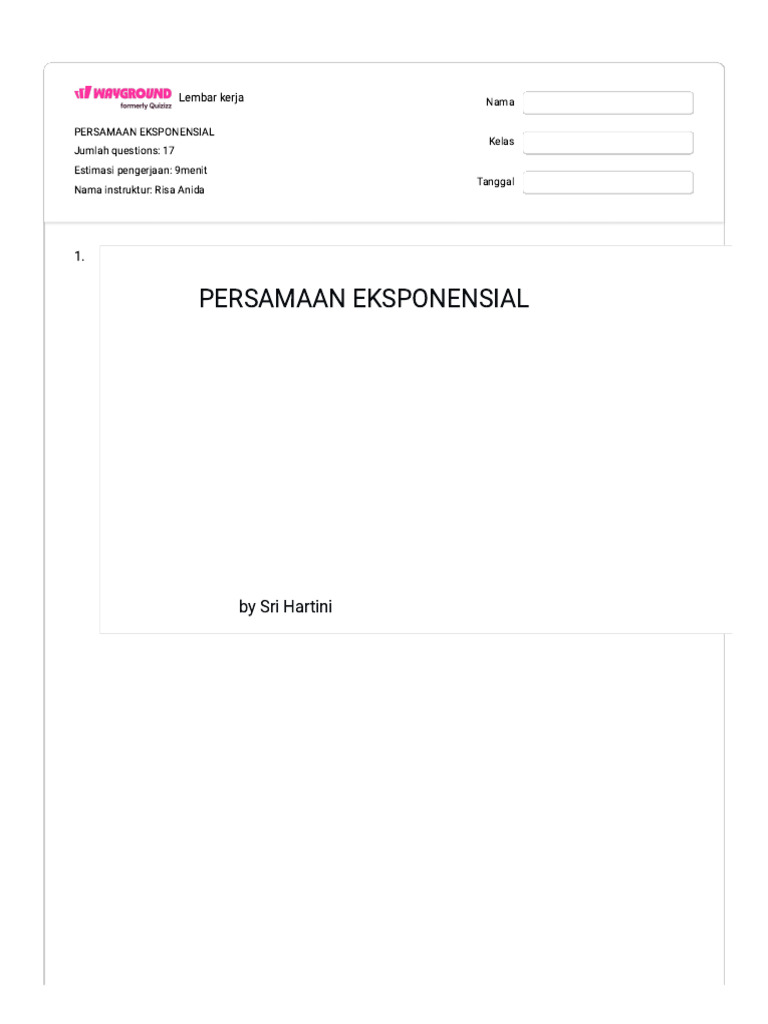 PERSAMAAN EKSPONENSIAL - Wayground | PDF