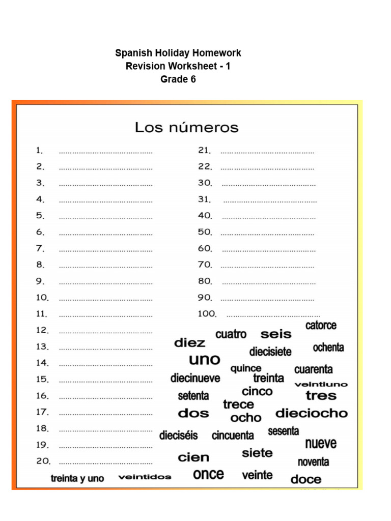 Spanish Holiday Homework | PDF