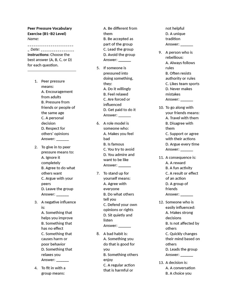 Understanding Peer Pressure Concepts | PDF | Psychological Concepts ...