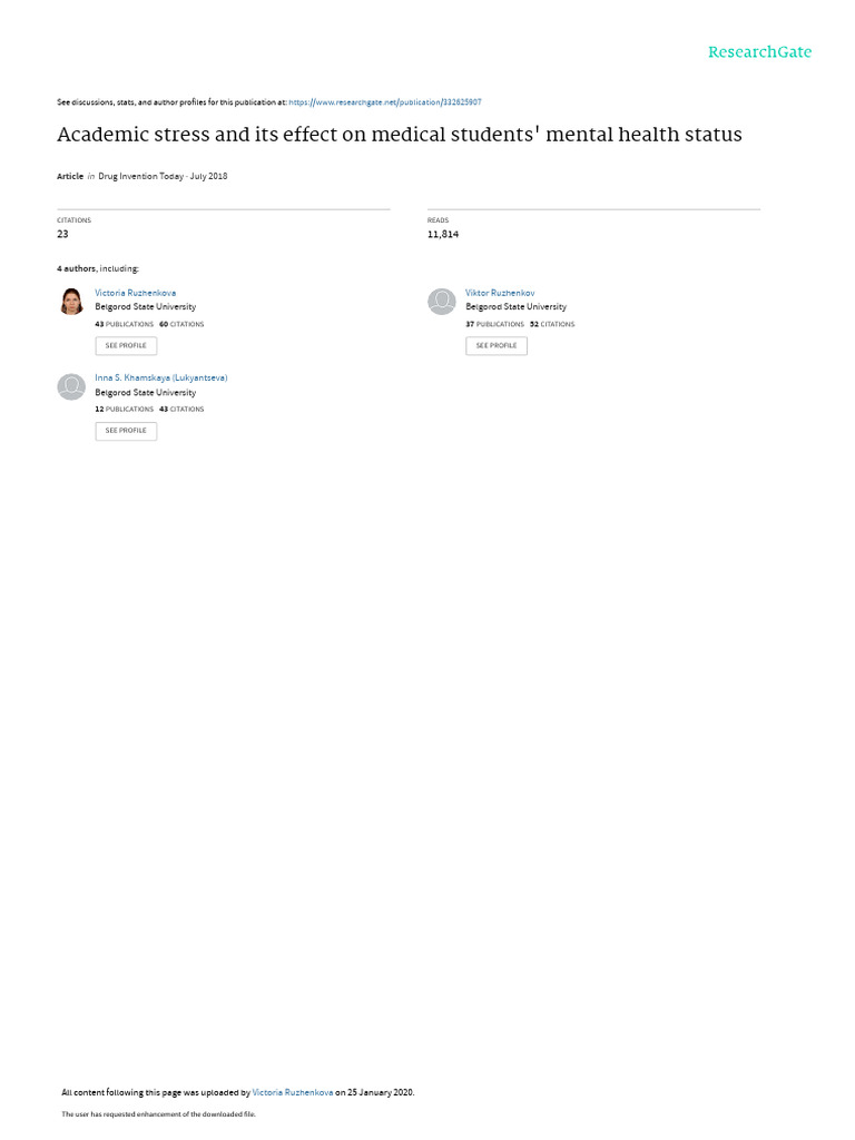 Academic Stress and Its Effect On Medical Students' Mental Health ...