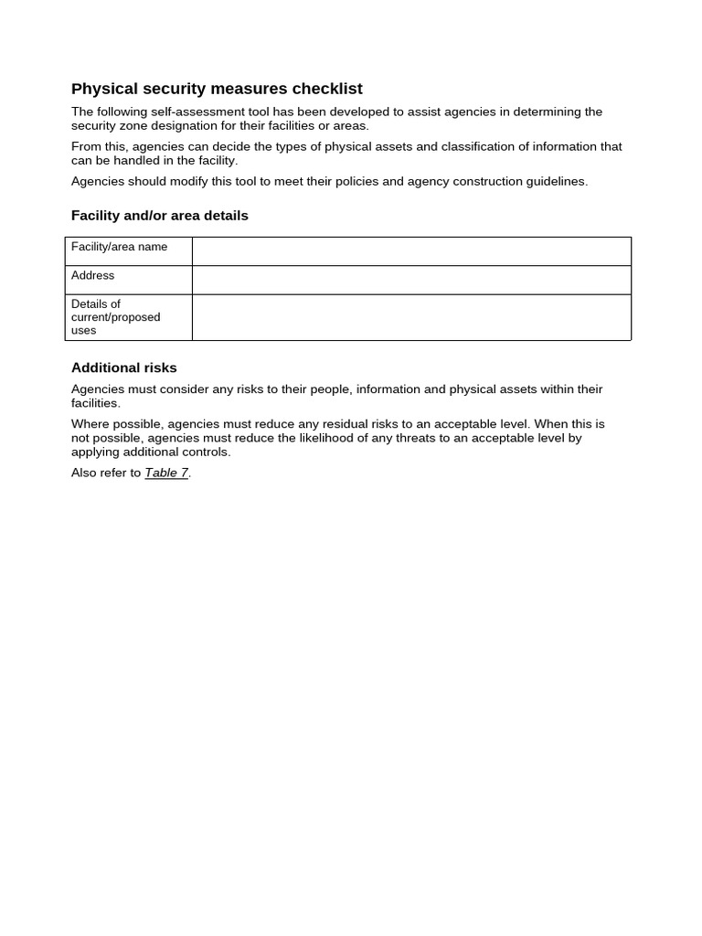 PSR Physical Security Measures Checklist | PDF | Access Control | Physical Security