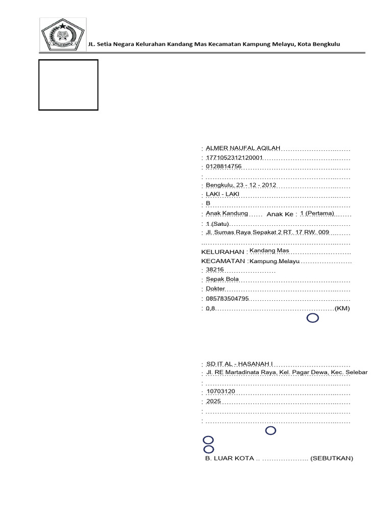 Formulir Data Peserta Didik 2025/2026 | PDF