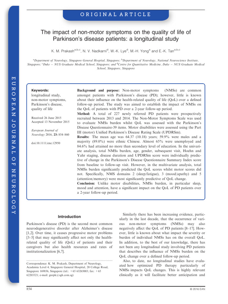 Impact NMS THP Quality Life | PDF | Parkinson's Disease | Neurology