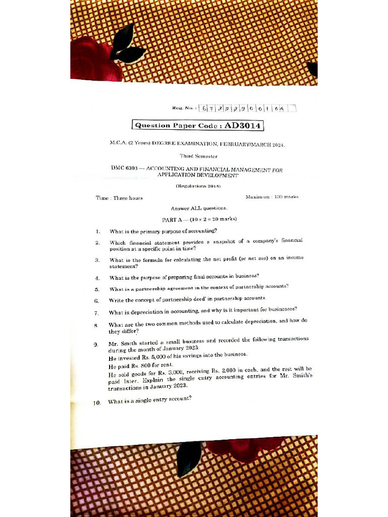 Accounts Question Paper | PDF