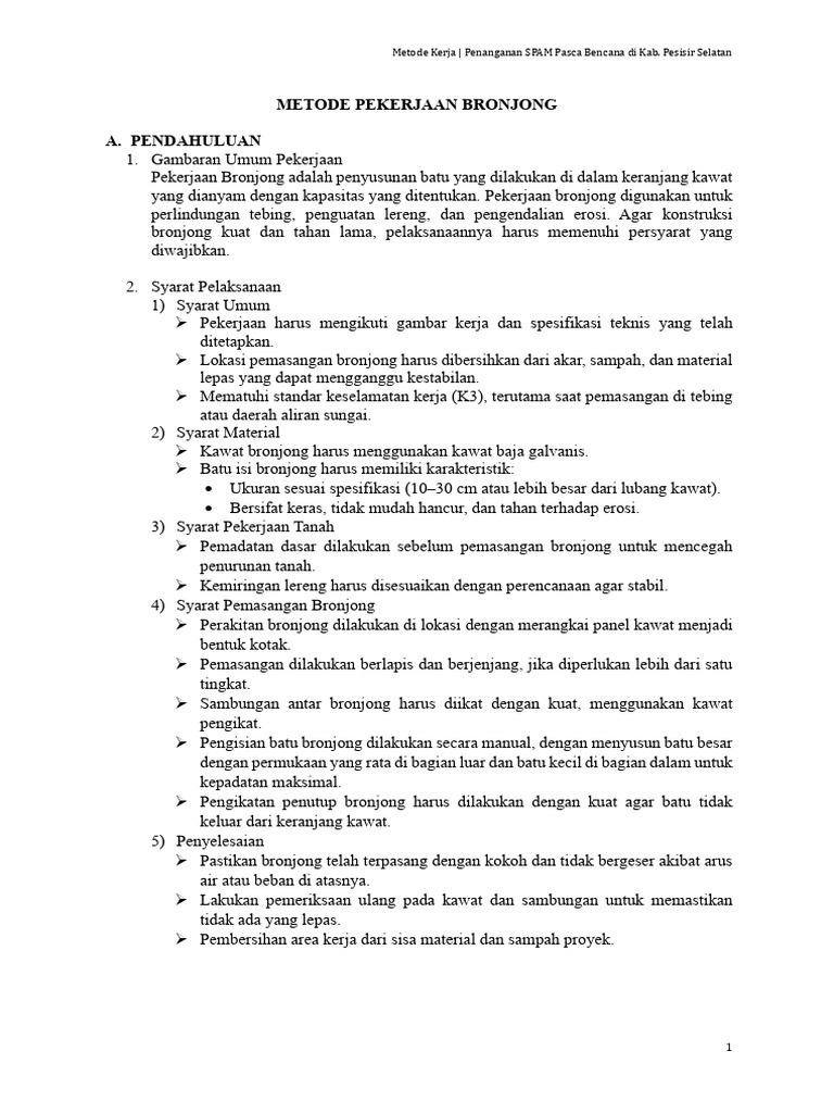 Metode Pekerjaan Bronjong | PDF