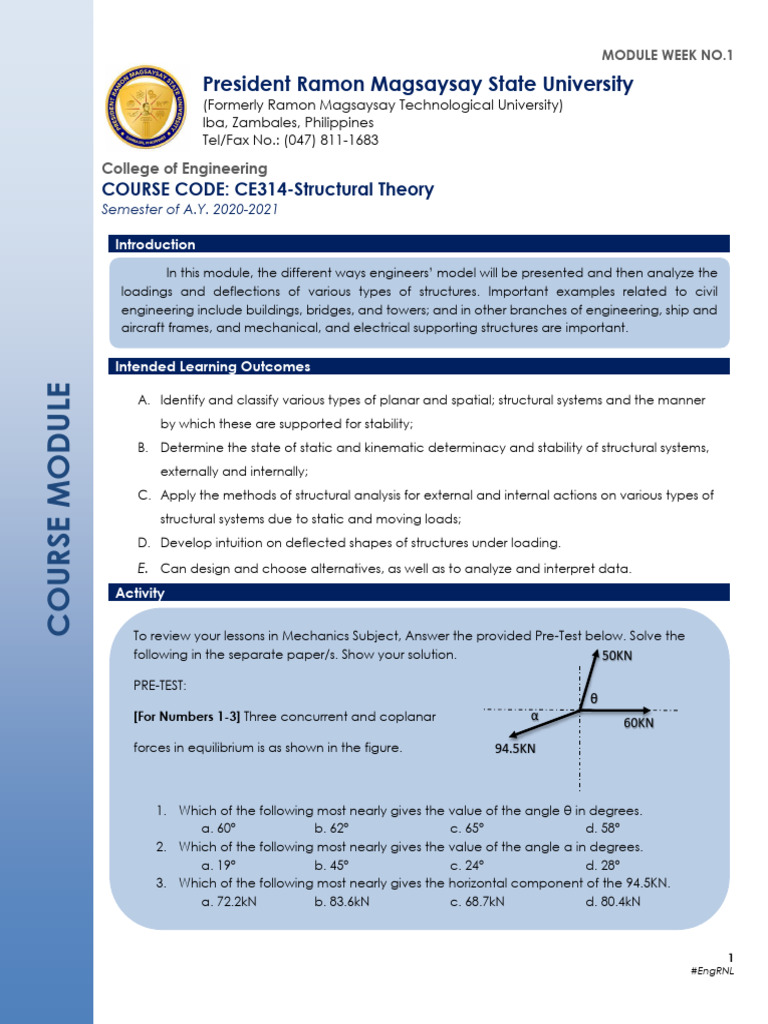 Module 1 STRUCTURAL THEORY | PDF | Bending | Truss