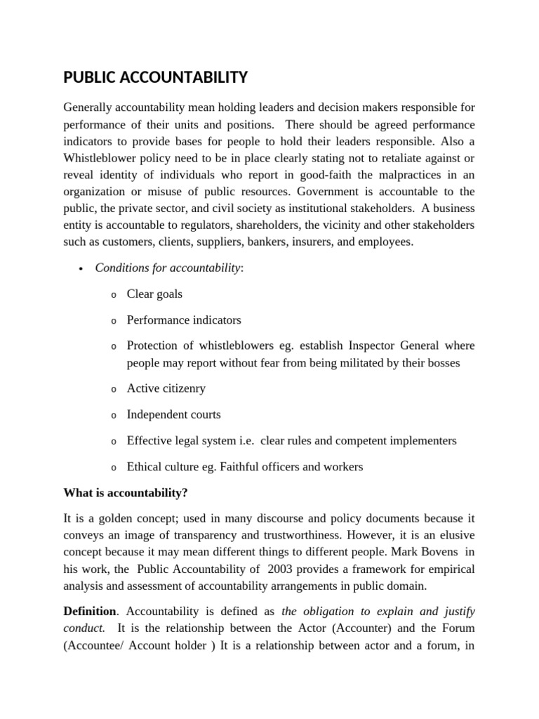 Understanding Public Accountability Framework | PDF | Accountability ...