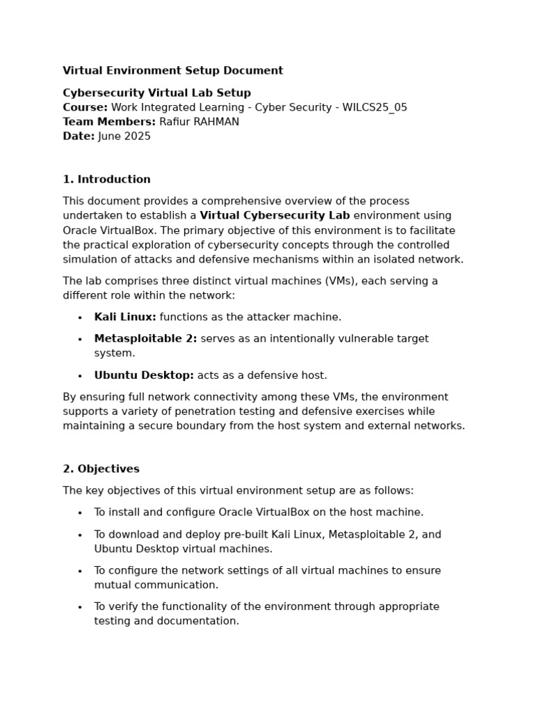 Virtual Environment Setup Document Pdf Virtual Machine Virtualization