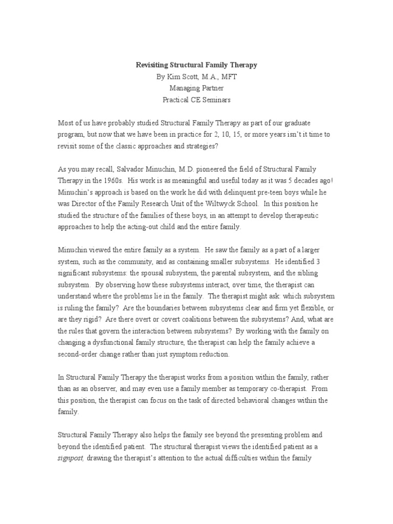 Revisiting Structural Family Therapy | PDF | Family Therapy | Psychotherapy