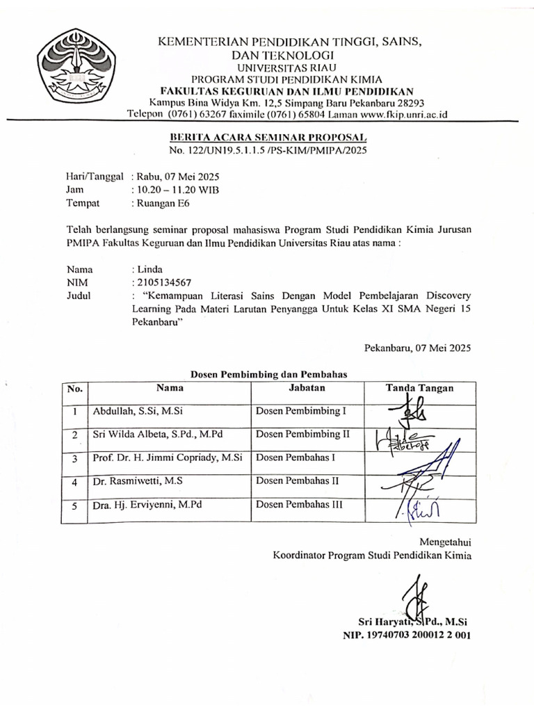 Scan Berita Acara Sempro | PDF