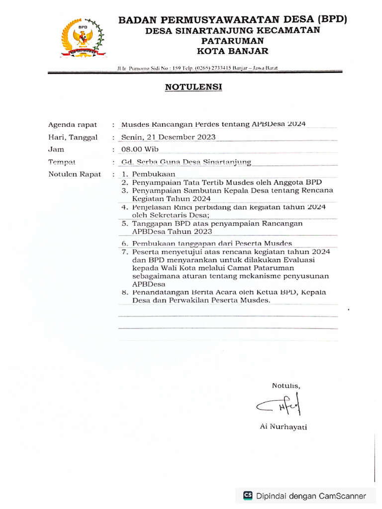 Musdes Apbdes 2024 | PDF