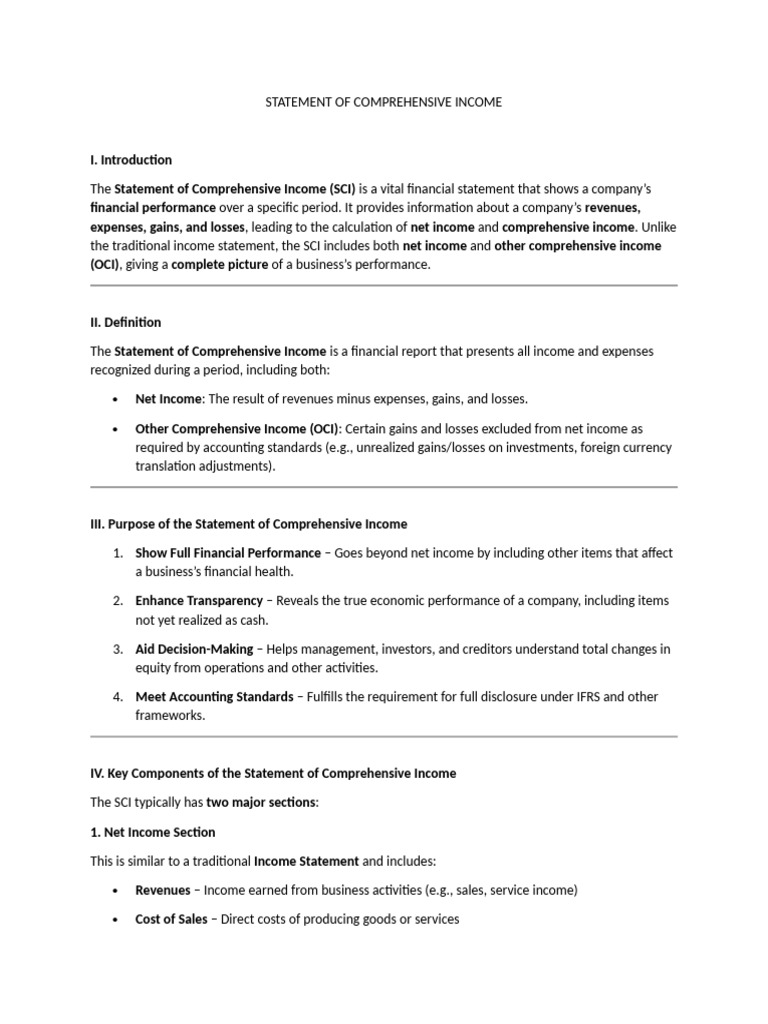 Understanding the Statement of Comprehensive Income | PDF | Income ...