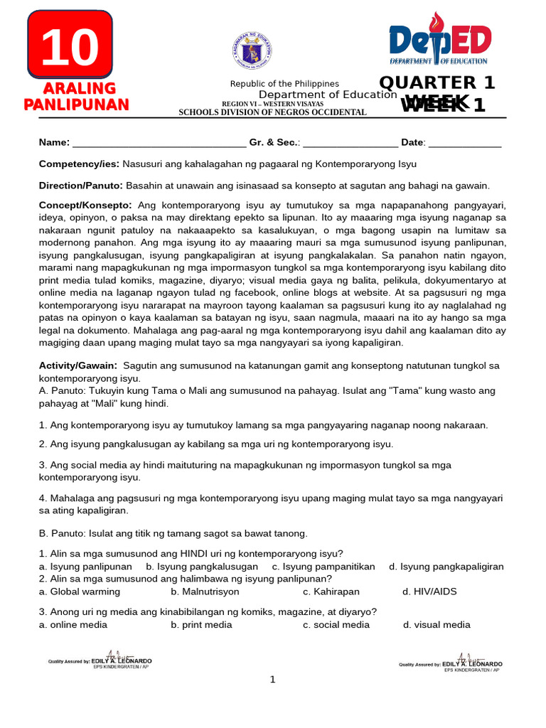 AP10 ELK 1st Quarter | PDF