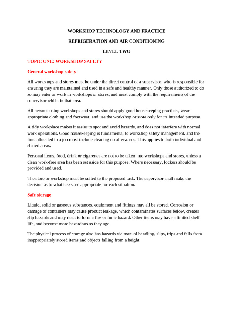 Workshop Safety Guidelines for HVAC | PDF | Accidents | Fires
