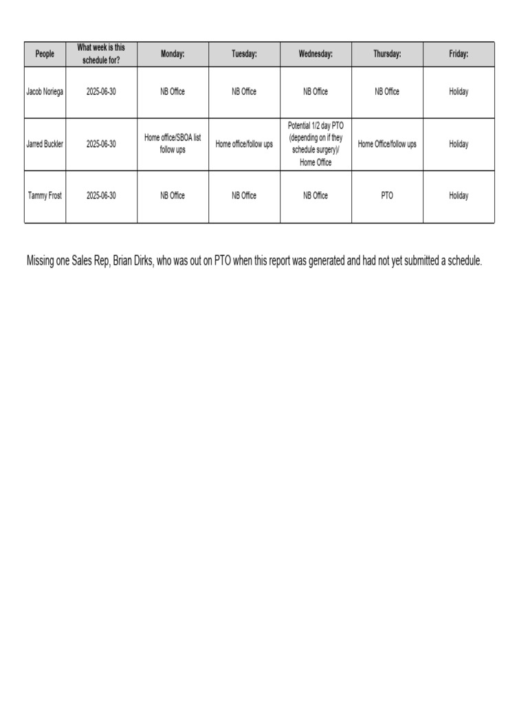 ABS Weekly Schedules 6-30-25 | PDF