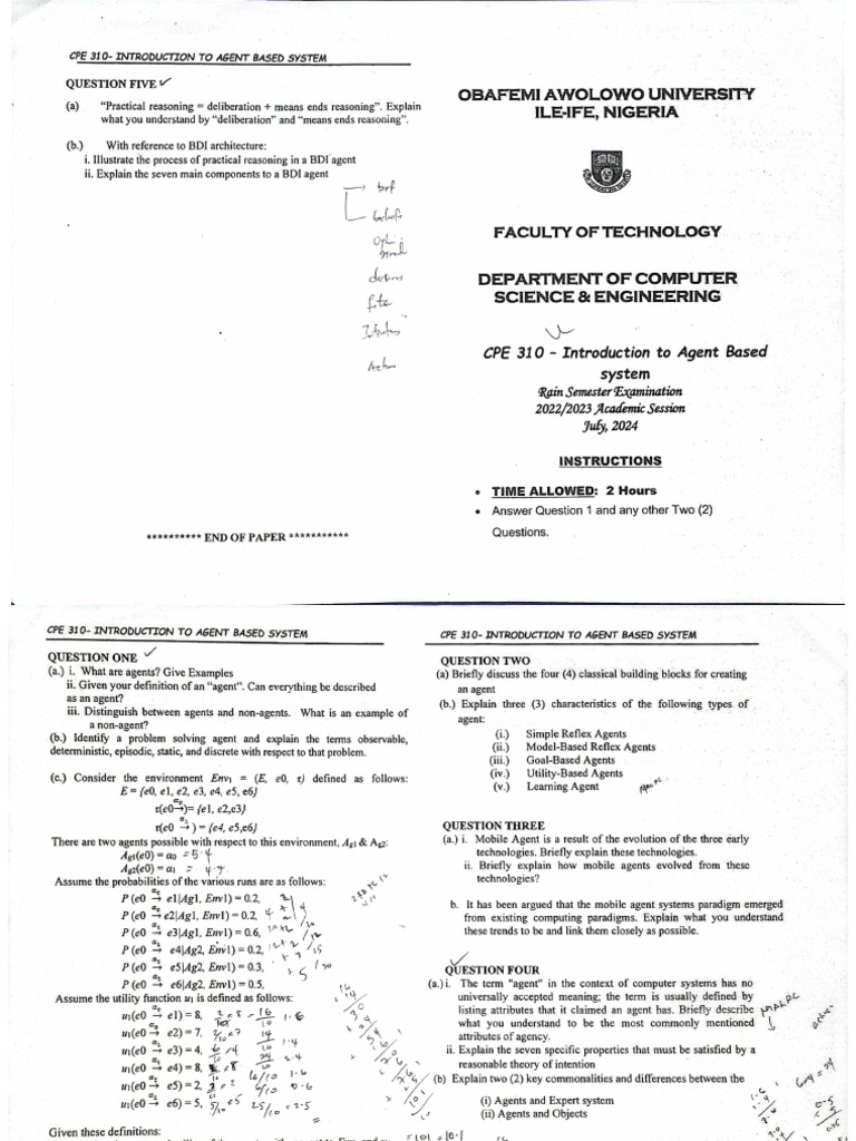 Cpe 310 Exam 22 - 23 | PDF