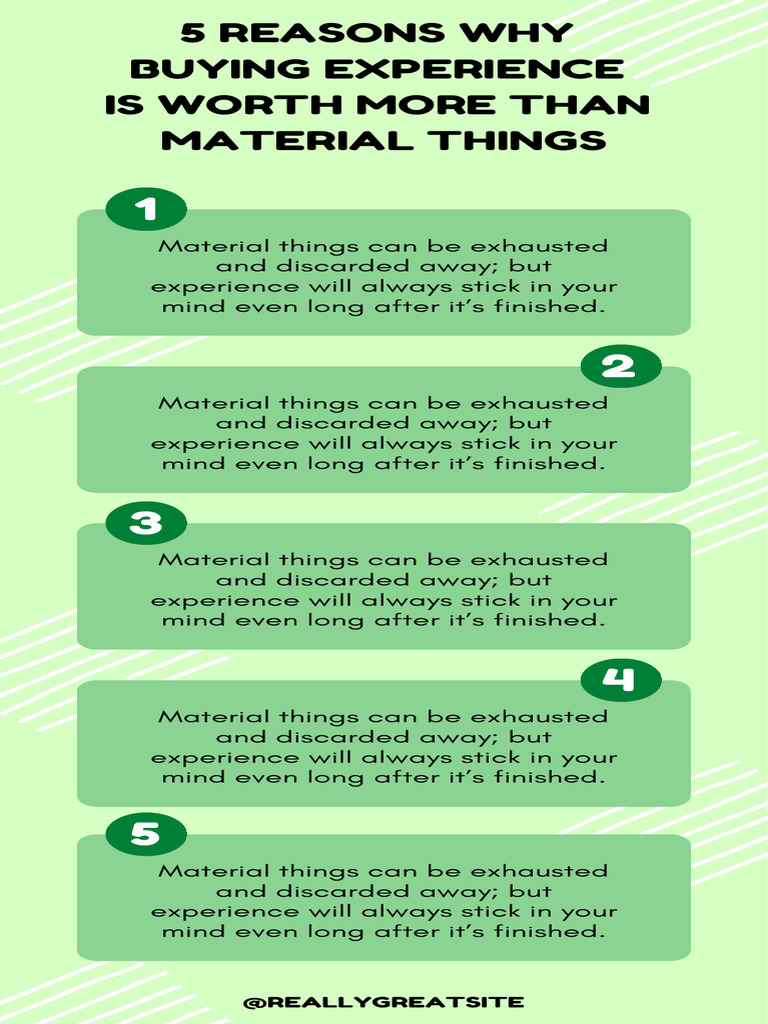 Green Simple Reasons Why Buying Experience Is Worth Infographic | PDF