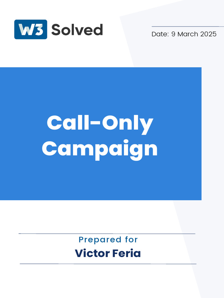 Call Only Campaign Details | PDF | Internet | E Commerce