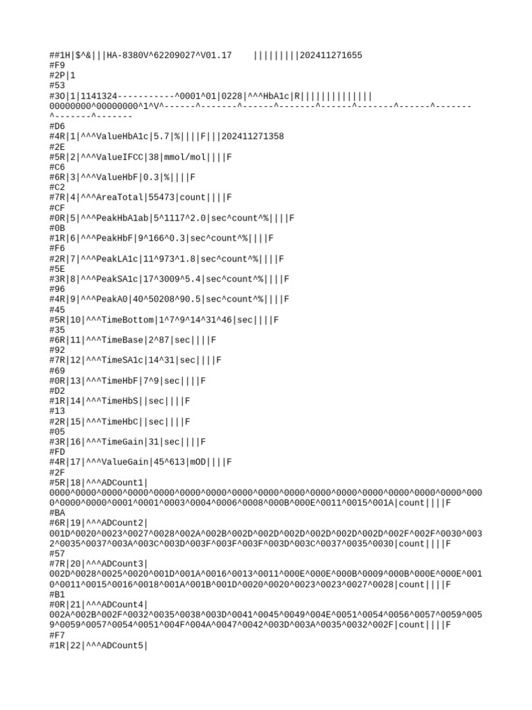 Admas A1C Lite Raw Data | PDF