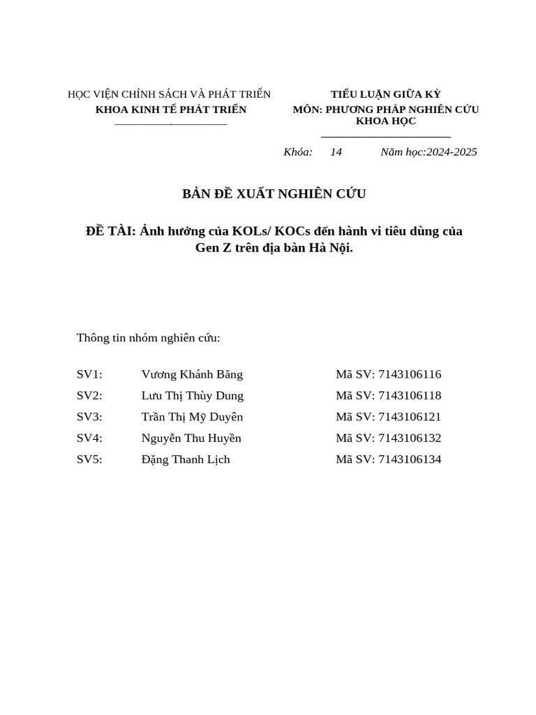 Đề Xuất NCKH | PDF