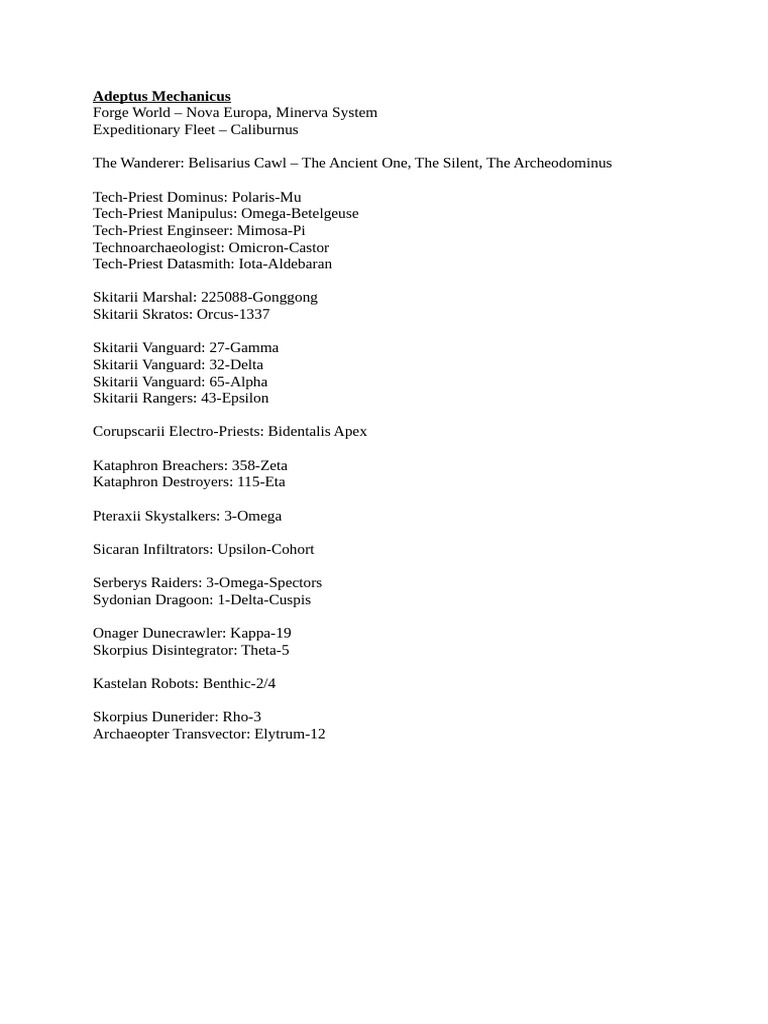 Adeptus Mechanicus Fleet Overview | PDF