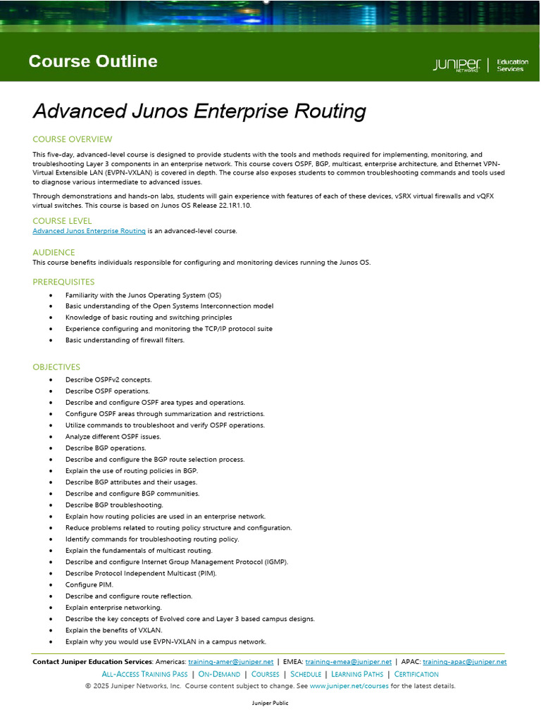 Advanced Junos Enterprise Routing (AJER) - 2 | PDF | Computer Network | Network Protocols