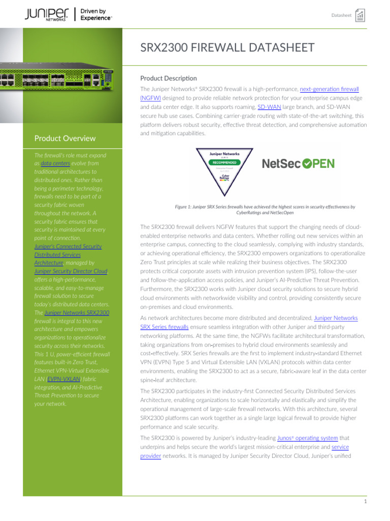 Srx2300 Firewall Datasheet | PDF | Computer Network | I Pv6