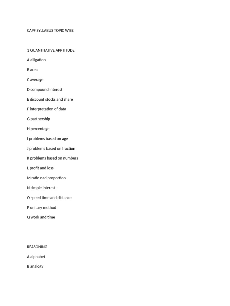 CAPF Exam Syllabus Breakdown | PDF | Constitution | Constitutional ...