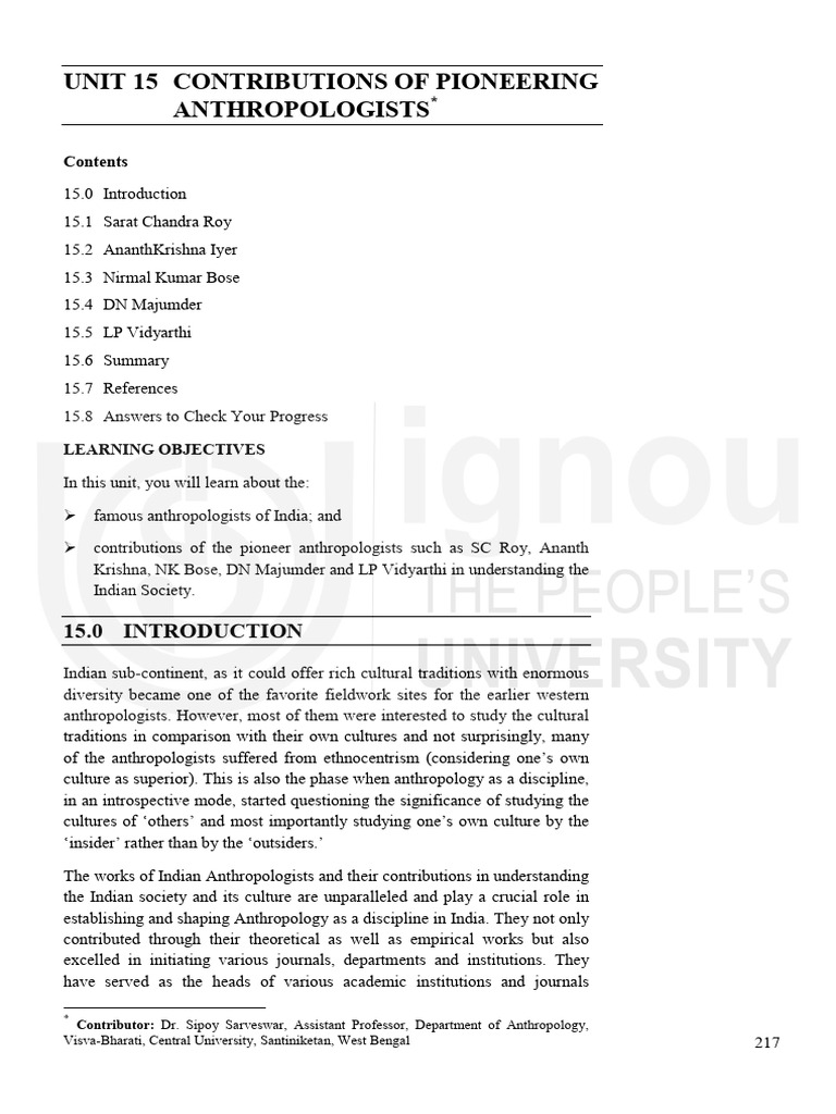 Indian Anthropologists | PDF | Anthropology | Liberal Arts Education