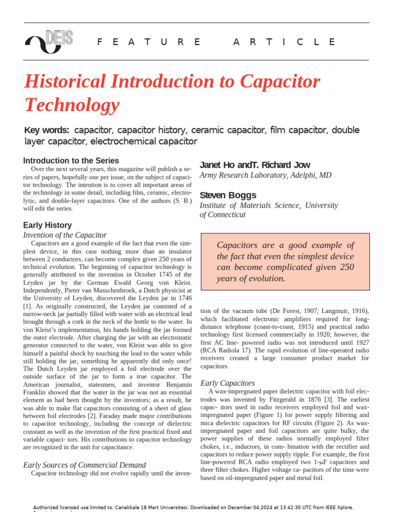 History and Evolution of Capacitors | PDF | Capacitor | Electric Power