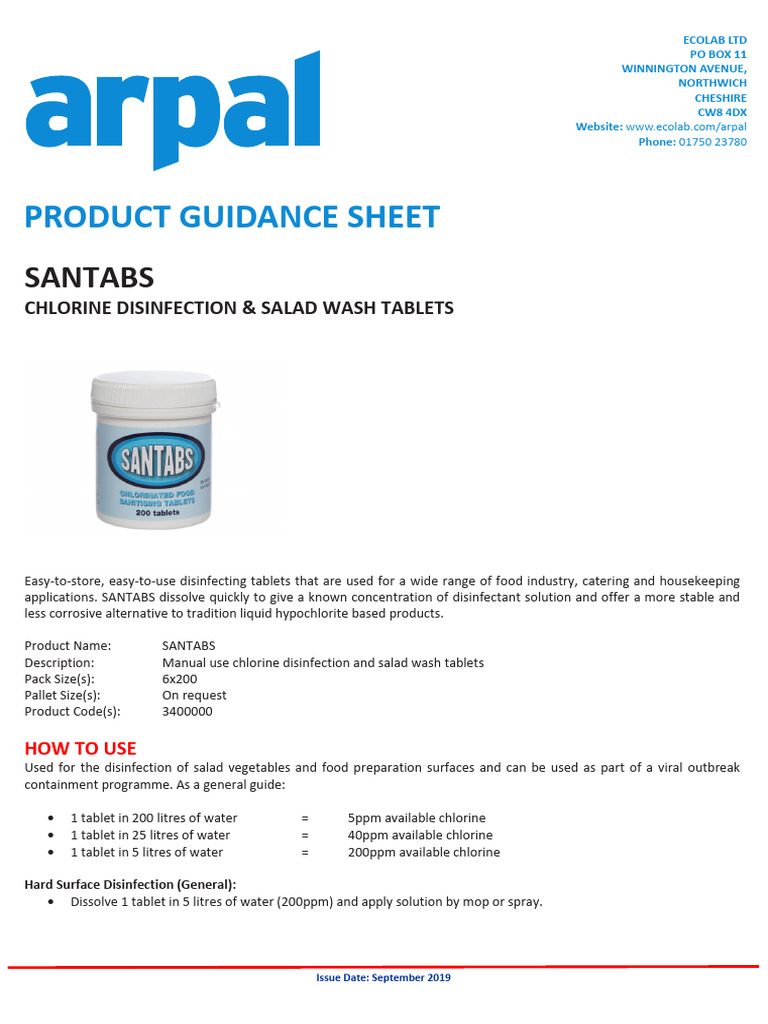 Arpal Santabs ProductGuidanceSheet EN UK | PDF | Occupational Safety ...