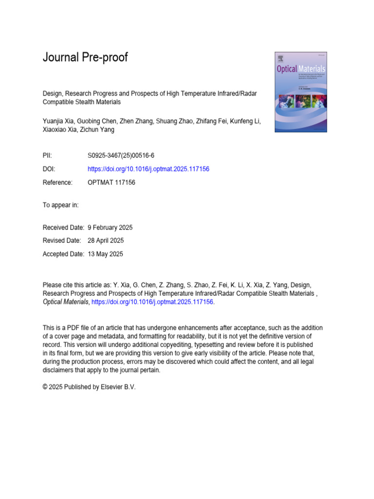 Design, Research Progress and Prospects of High Temperature Infrared ...